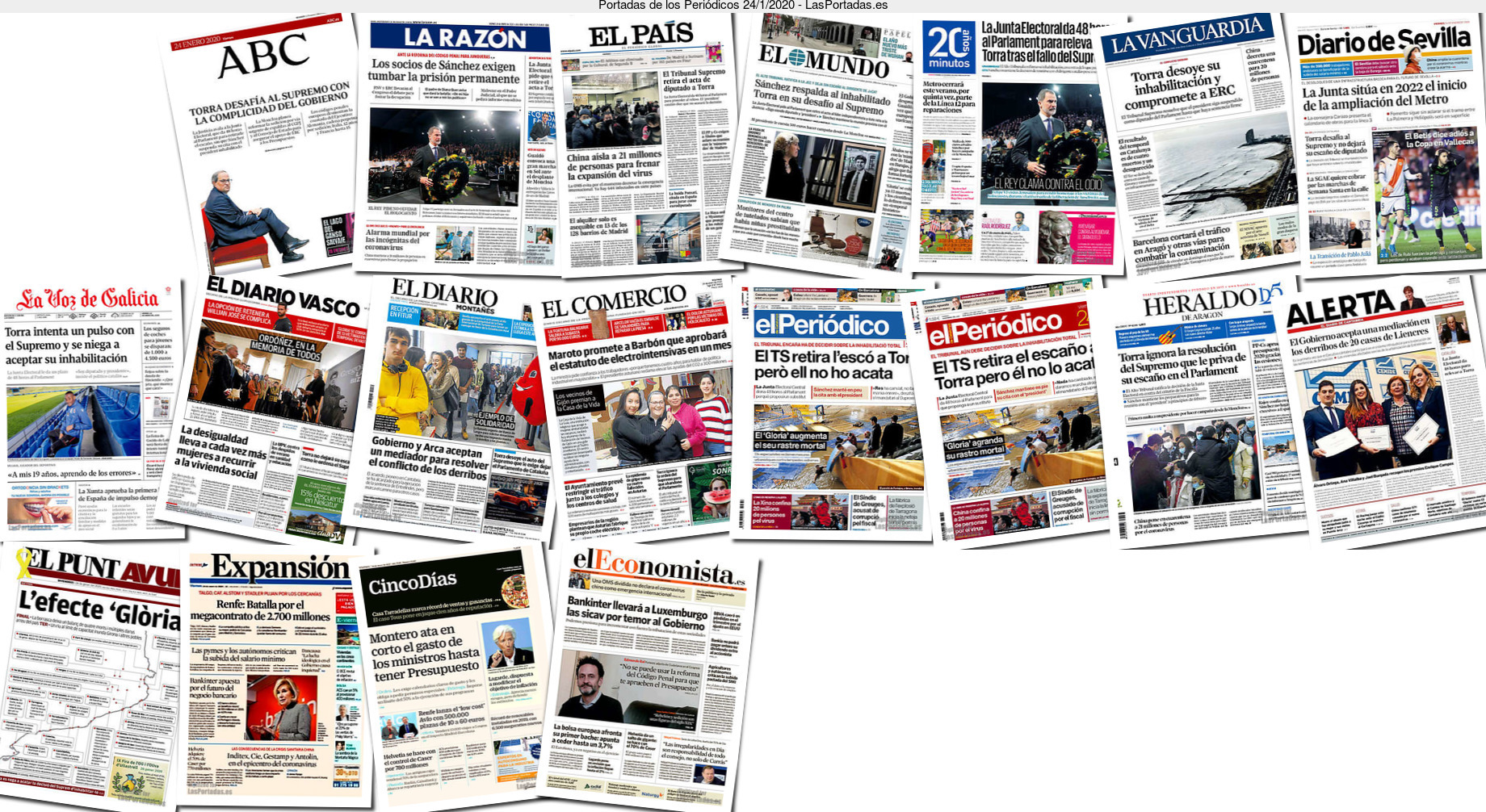 Portadas de los Periódicos - 24/1/2020 - periódicos de España