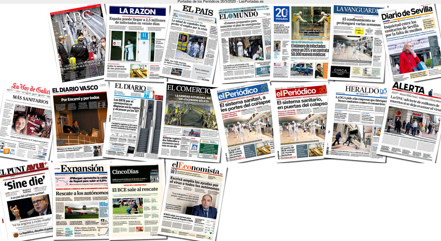 Portadas de los Periódicos - 20/3/2020 - periódicos de España
