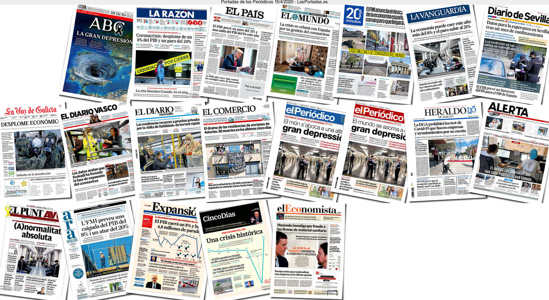 Portadas de los Periódicos - 15/4/2020 - periódicos de España