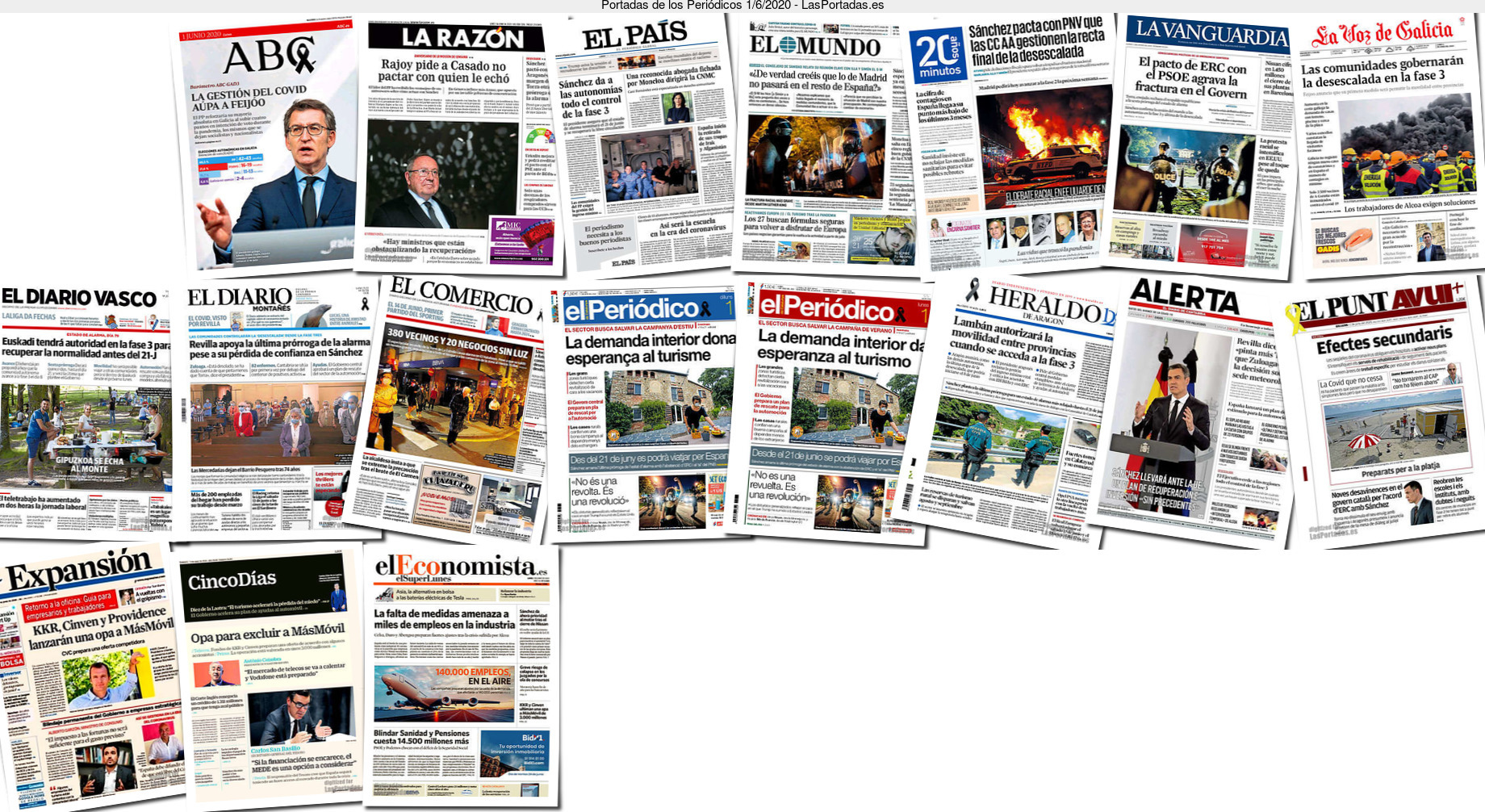 Portadas de los Periódicos - 1/6/2020 - periódicos de España