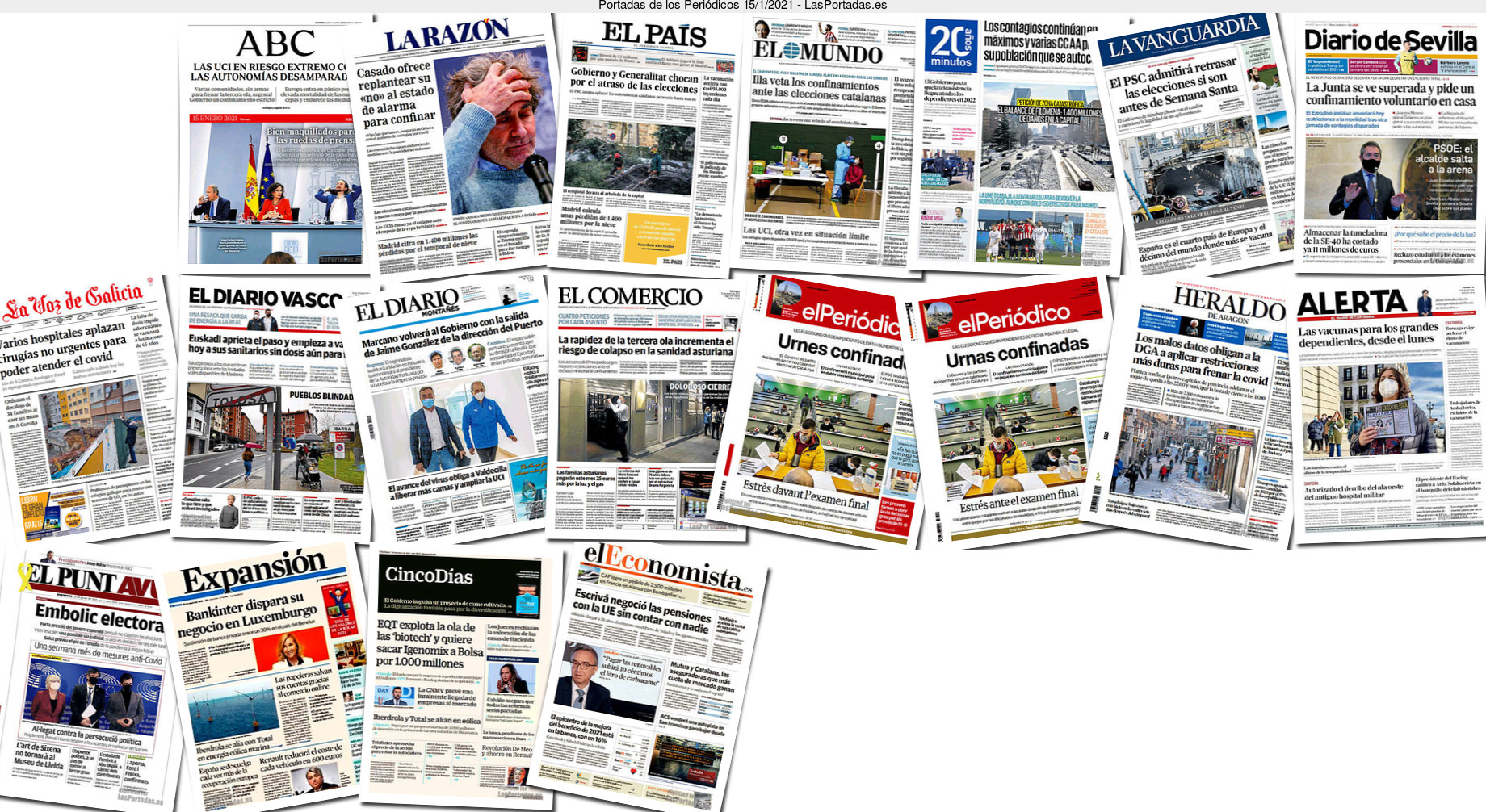 Portadas de los Periódicos - 15/1/2021 - periódicos de España