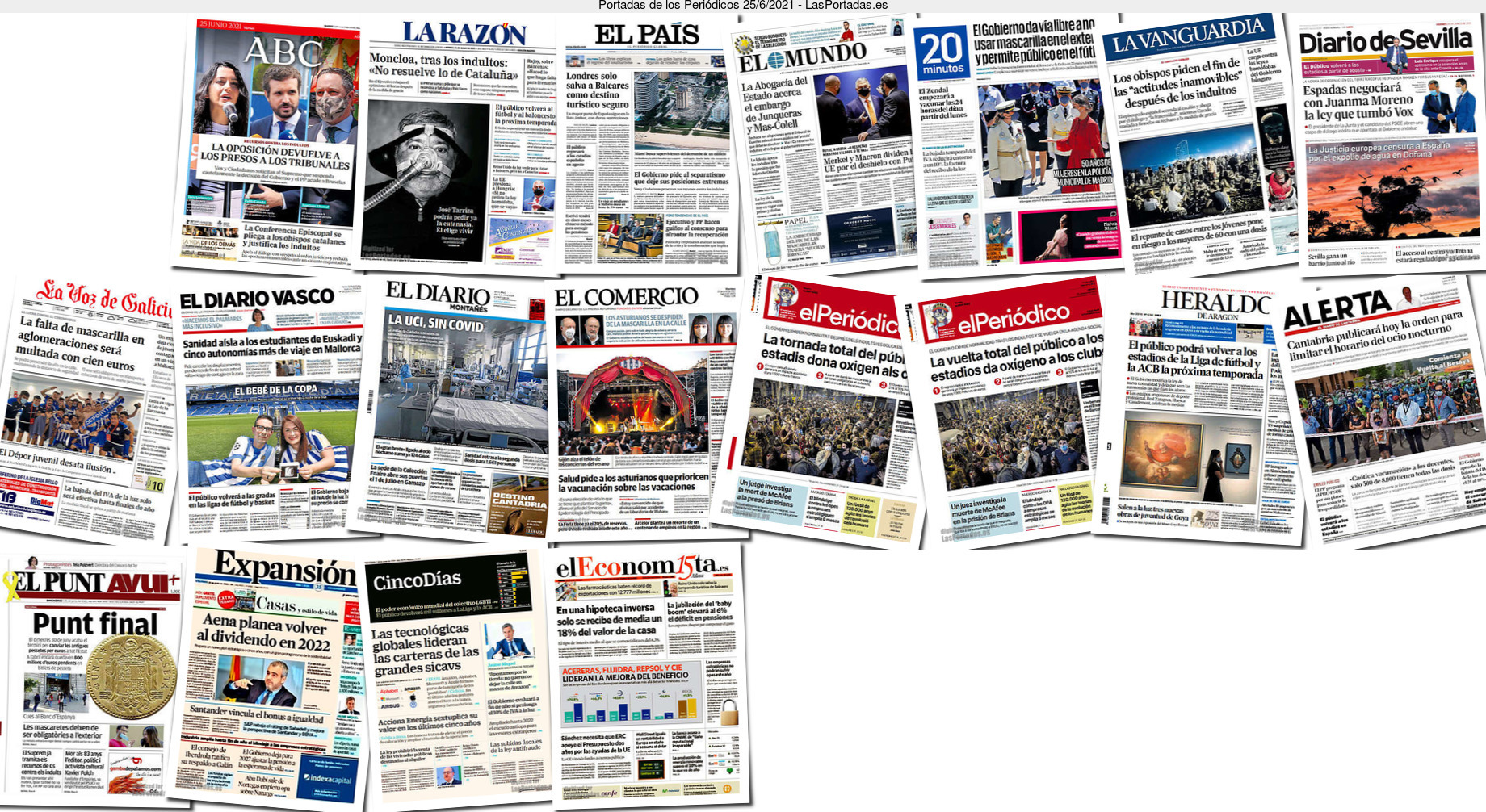 Portadas de los Periódicos - 25/6/2021 - periódicos de España