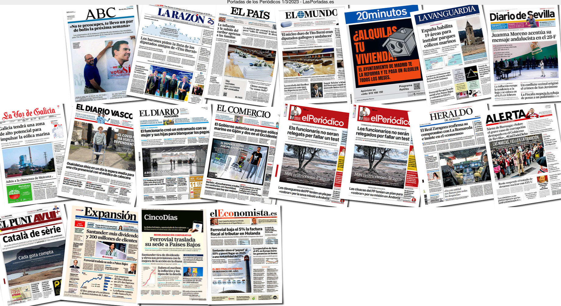 Portadas de los Periódicos - 1/3/2023 - periódicos de España