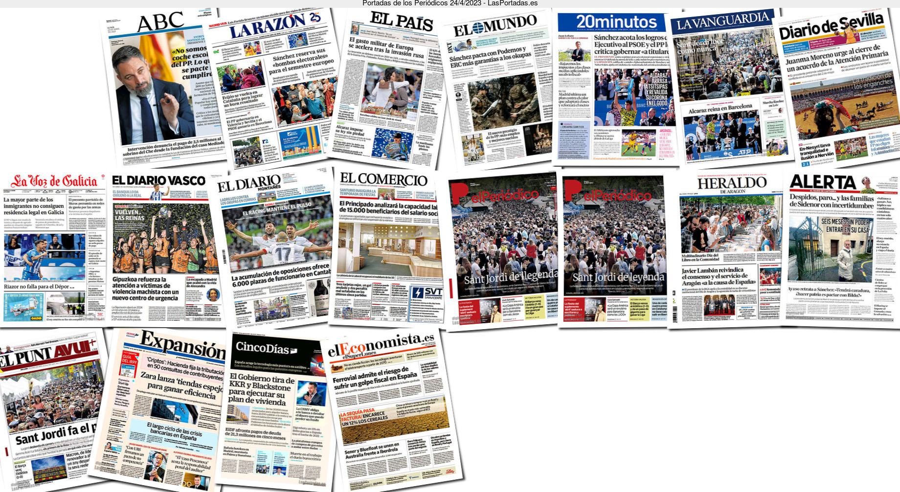 Portadas de los Periódicos - 24/4/2023 - periódicos de España