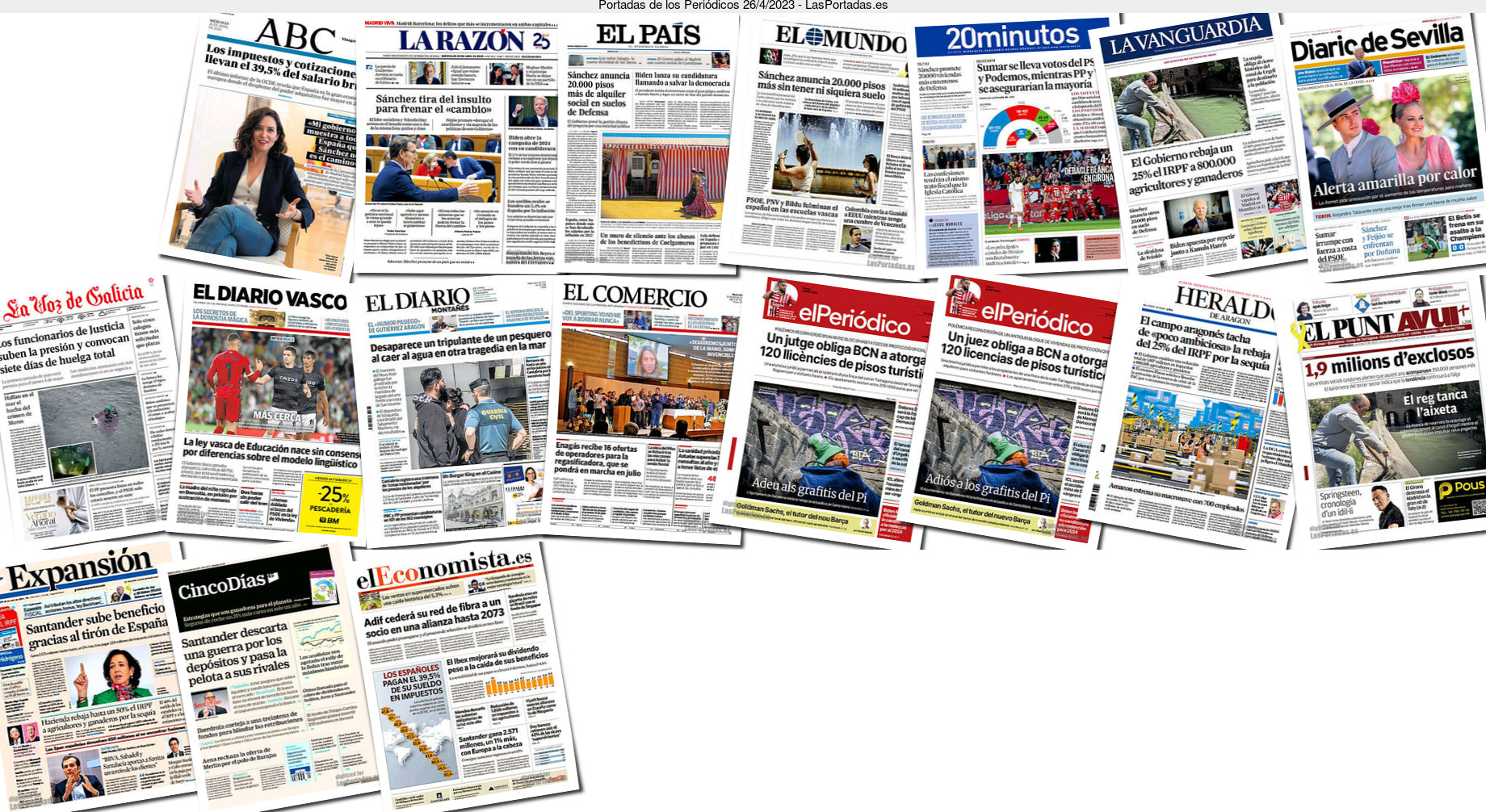 Portadas de los Periódicos - 26/4/2023 - periódicos de España