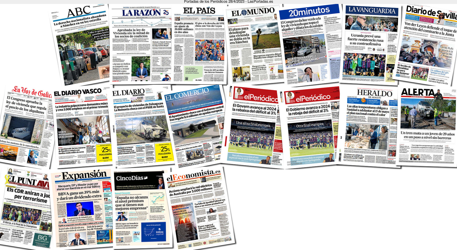 Portadas de los Periódicos - 28/4/2023 - periódicos de España