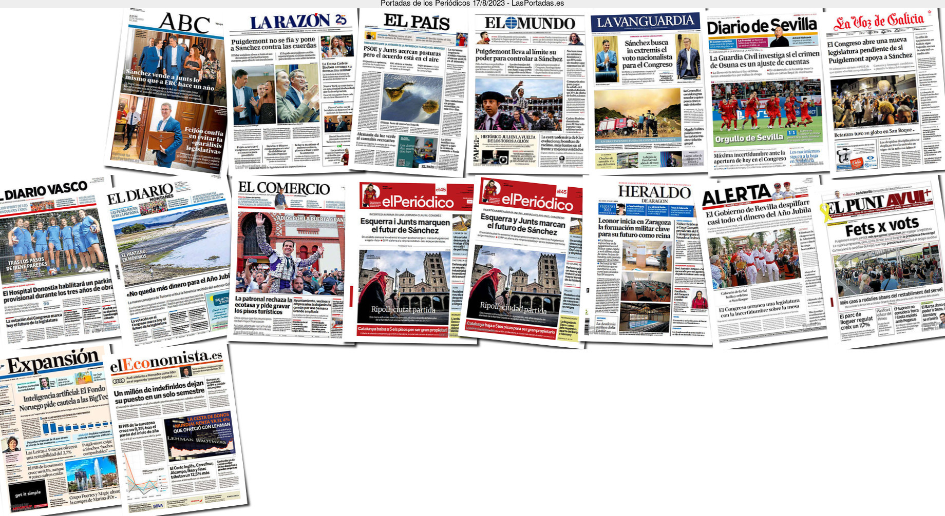 Portadas de los Periódicos - 17/8/2023 - periódicos de España
