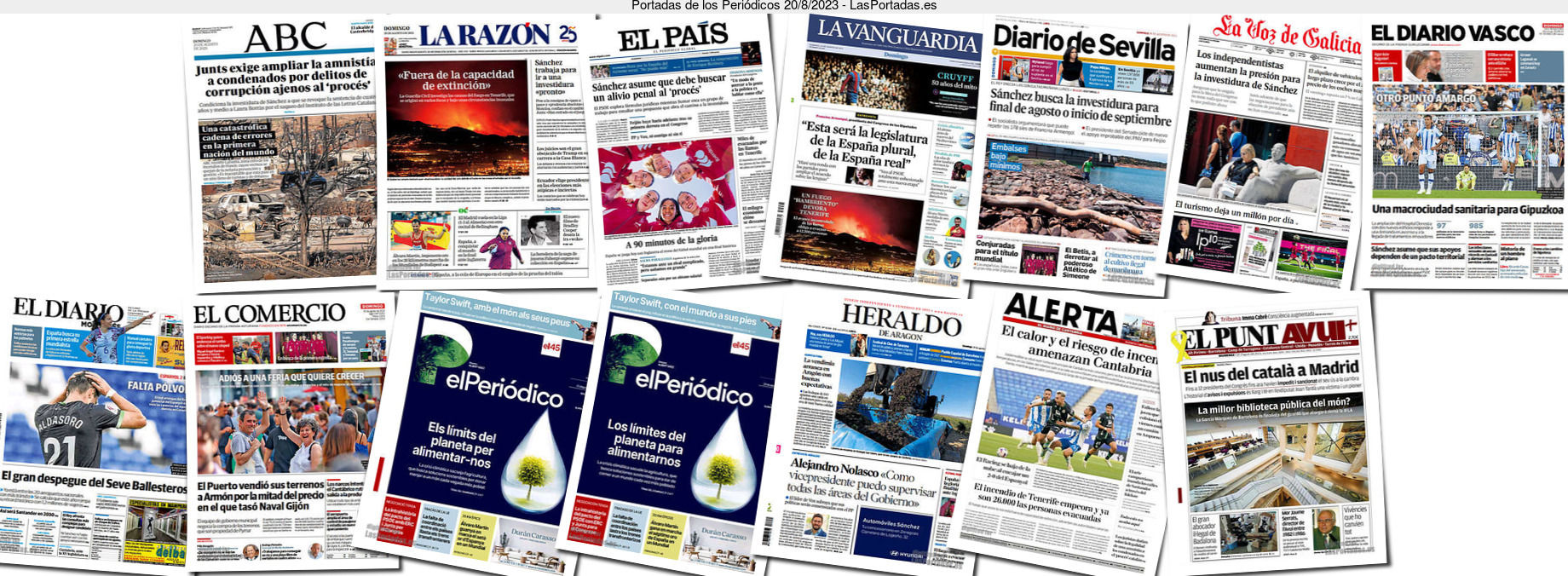 Portadas de los Periódicos - 20/8/2023 - periódicos de España