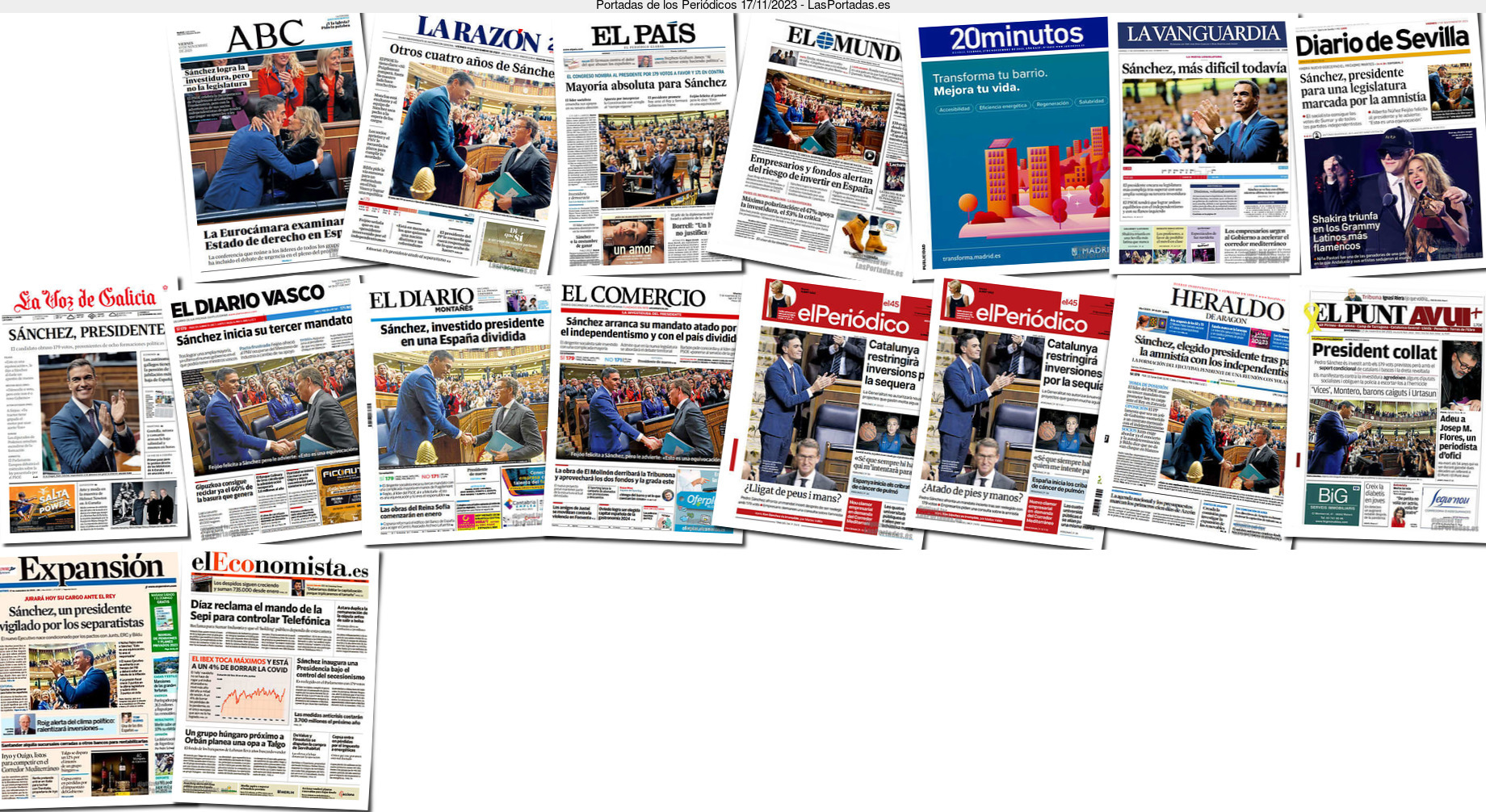 Portadas de los Periódicos - 17/11/2023 - periódicos de España