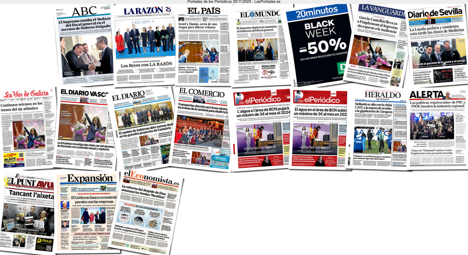 Portadas de los Periódicos - 22/11/2023 - periódicos de España
