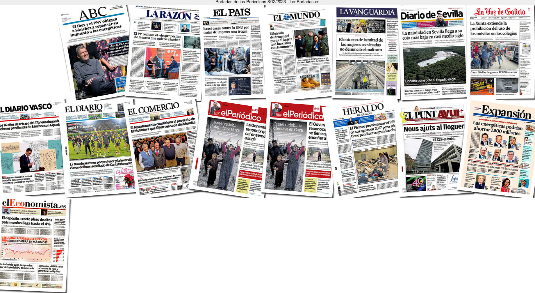 Portadas de los Periódicos - 8/12/2023 - periódicos de España