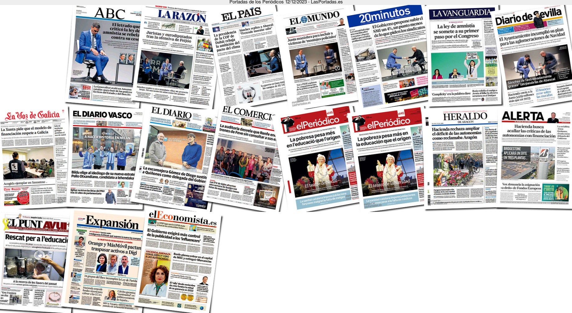 Portadas de los Periódicos - 12/12/2023 - periódicos de España