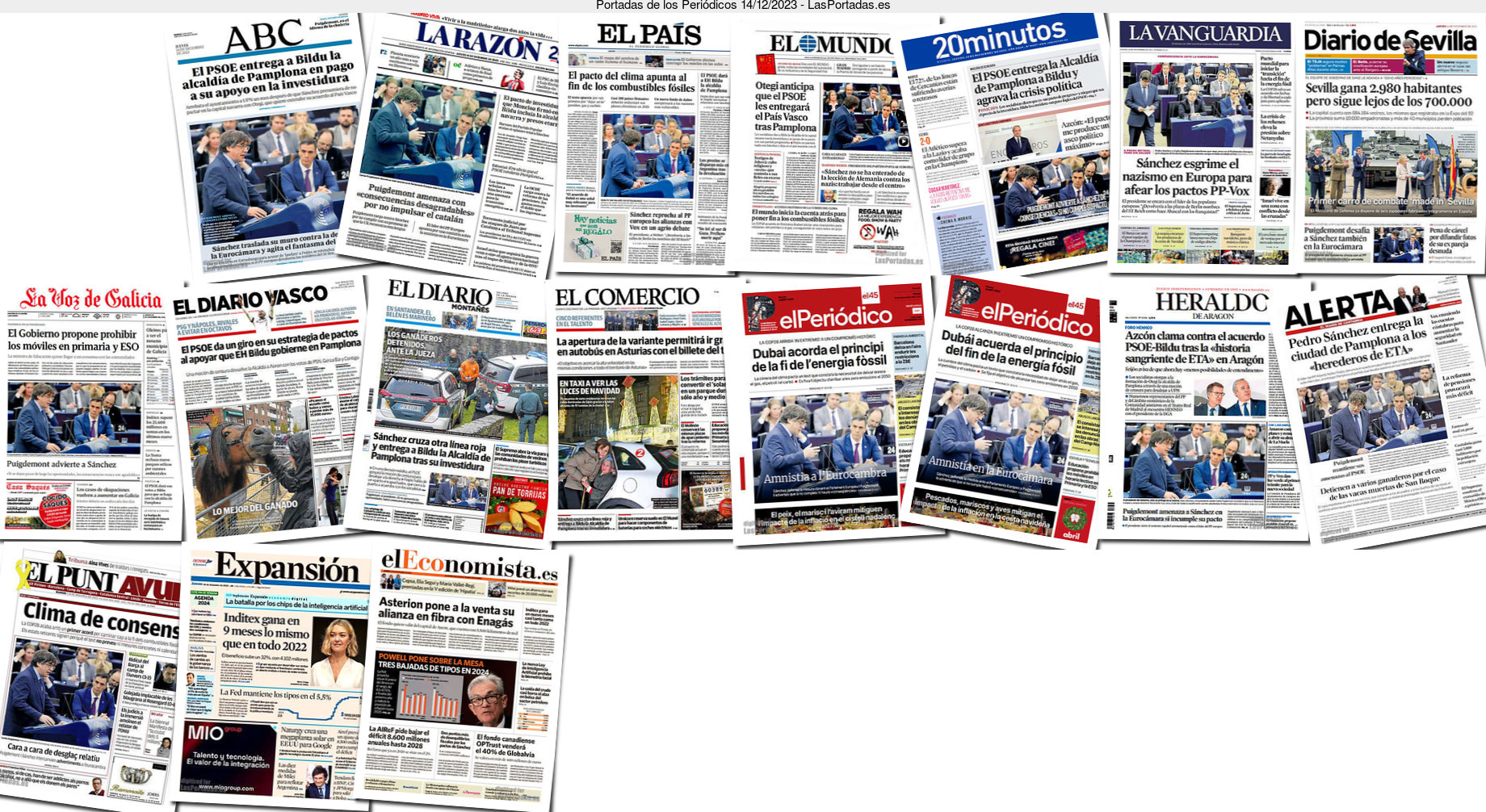 Portadas de los Periódicos - 14/12/2023 - periódicos de España