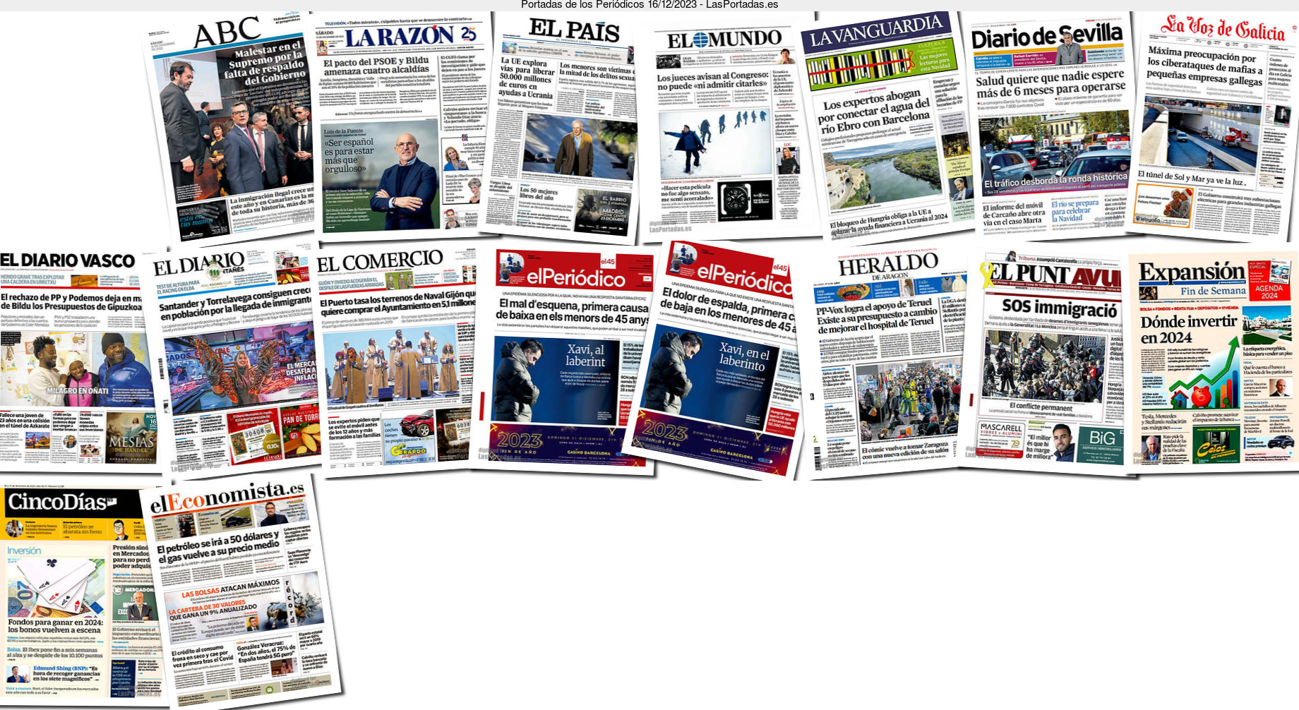 Portadas de los Periódicos - 16/12/2023 - periódicos de España
