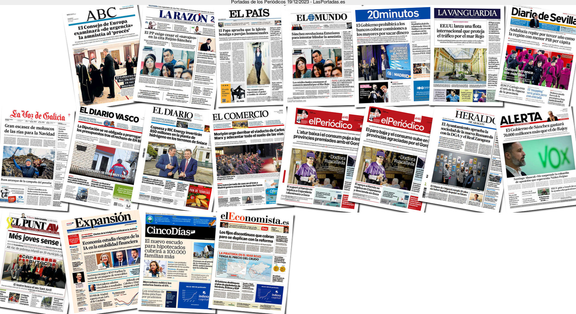 Portadas de los Periódicos - 19/12/2023 - periódicos de España