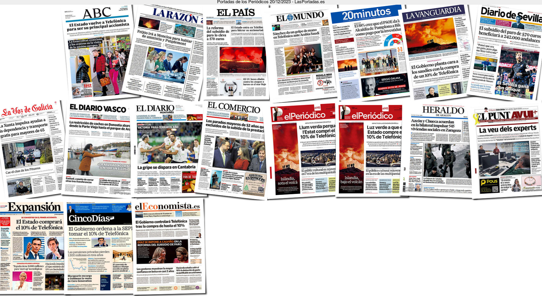 Portadas de los Periódicos - 20/12/2023 - periódicos de España