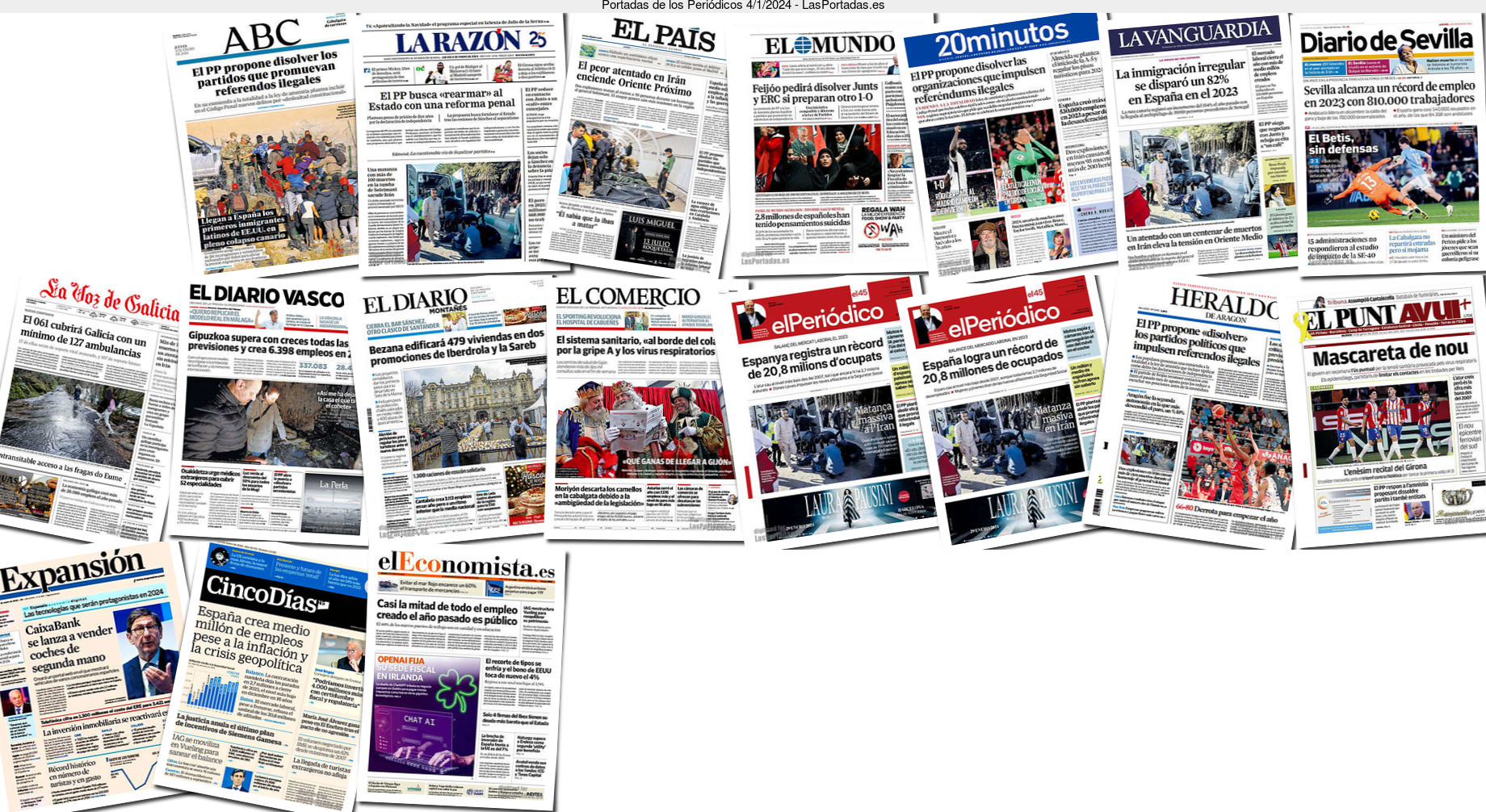 Portadas de los Periódicos - 4/1/2024 - periódicos de España