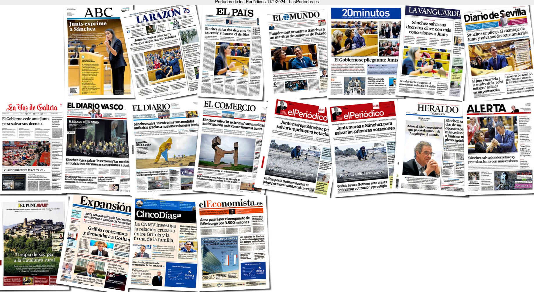 Portadas de los Periódicos - 11/1/2024 - periódicos de España
