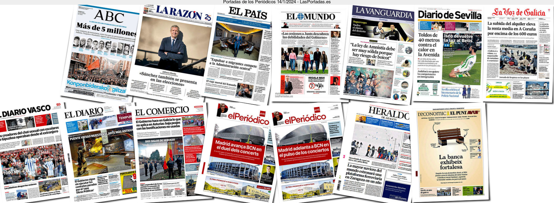 Portadas de los Periódicos - 14/1/2024 - periódicos de España