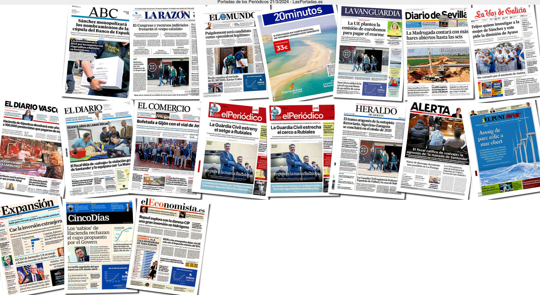Portadas de los Periódicos - 21/3/2024 - periódicos de España