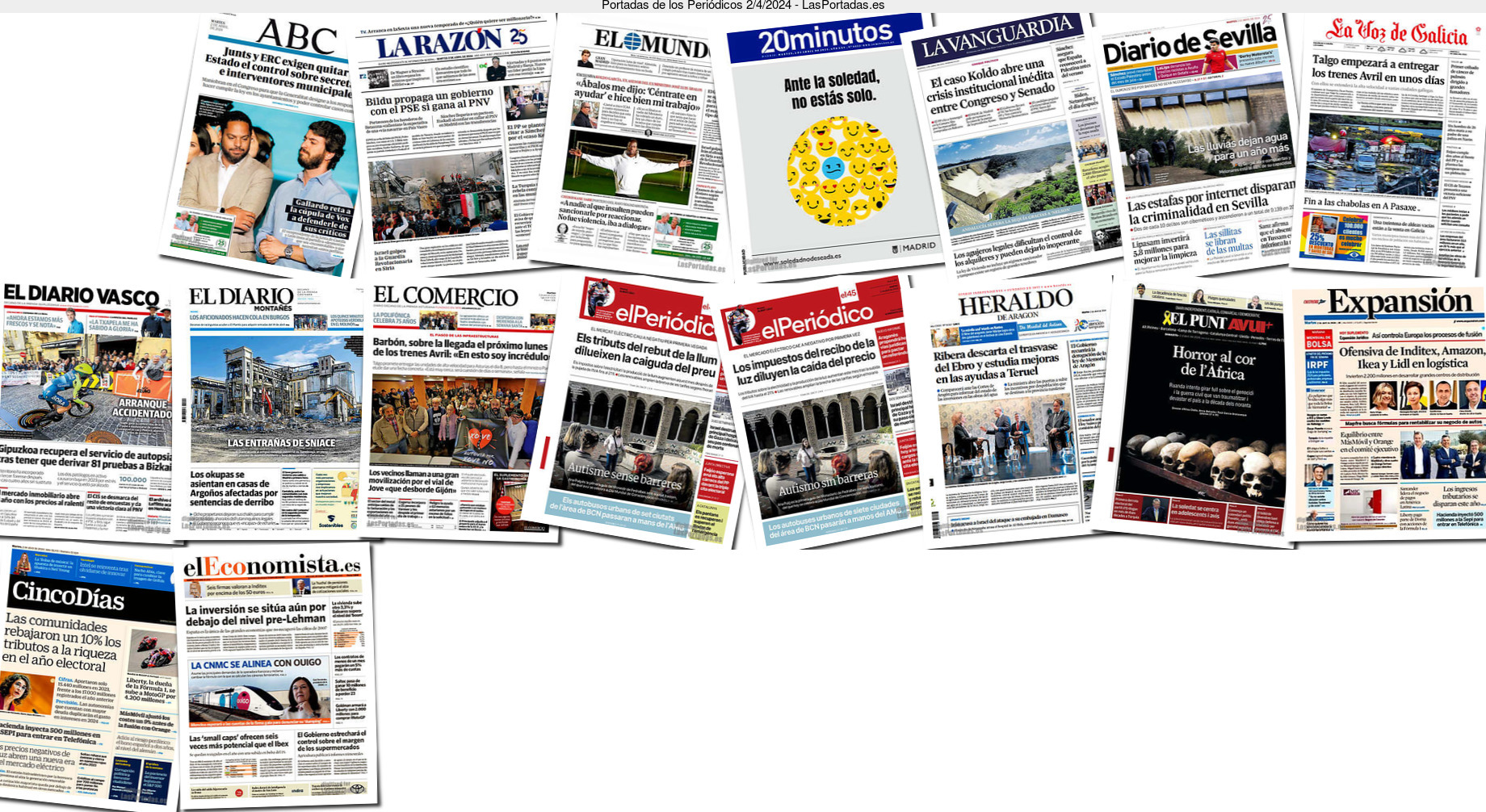 Portadas de los Periódicos - 2/4/2024 - periódicos de España