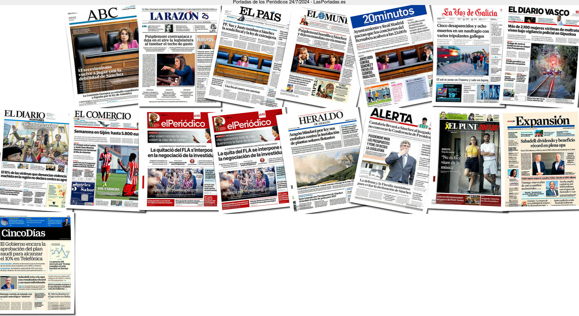 Portadas de los Periódicos - 24/7/2024 - periódicos de España