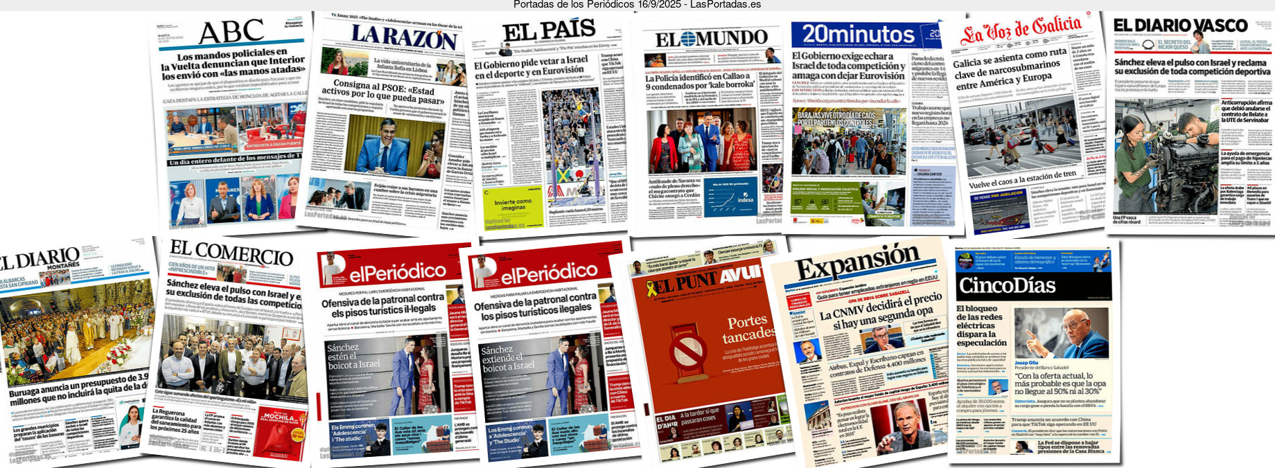 Portadas de los Periódicos - 16/9/2025 - periódicos de España