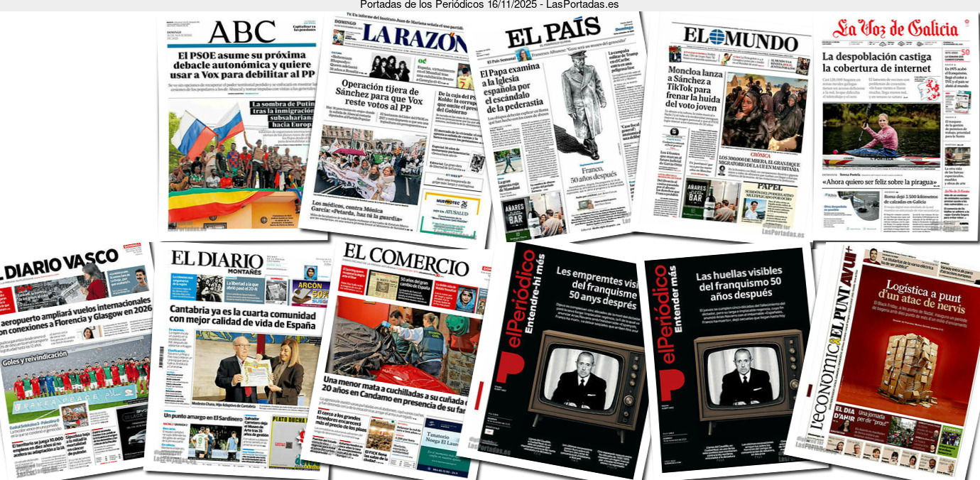 Portadas de los Periódicos - 16/11/2025 - periódicos de España