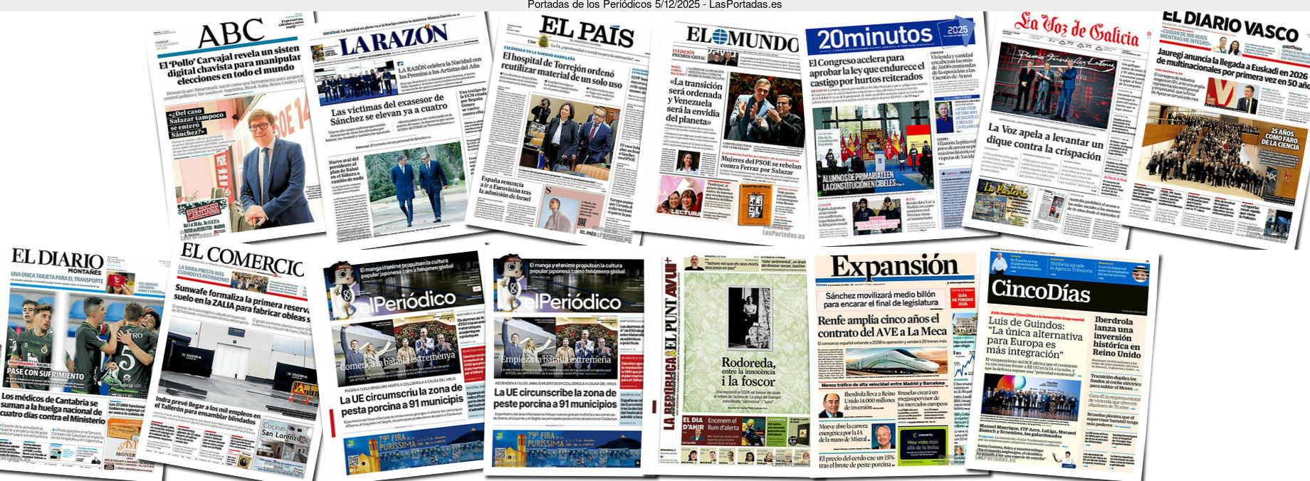 Portadas de los Periódicos - 5/12/2025 - periódicos de España