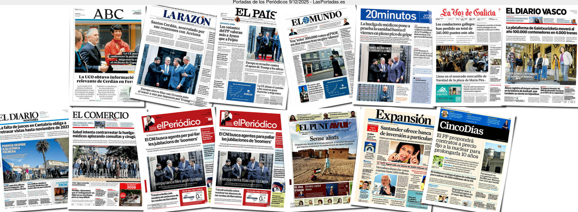 Portadas de los Periódicos - 9/12/2025 - periódicos de España