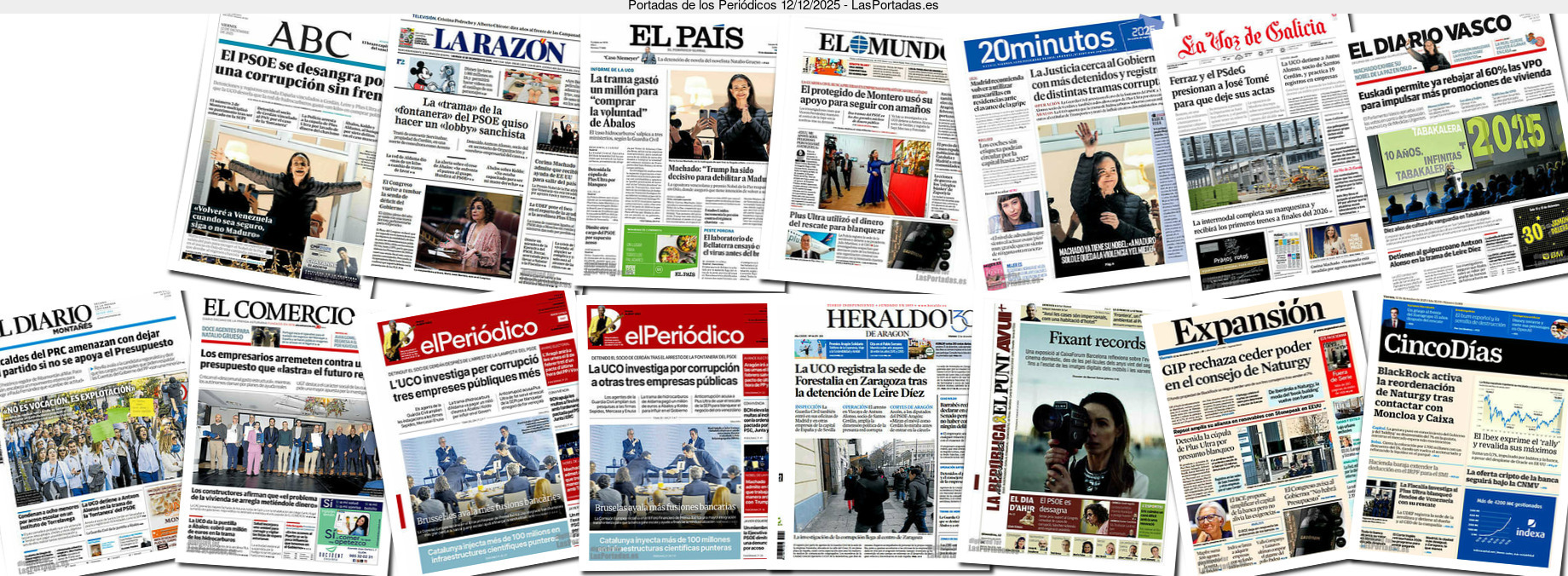 Portadas de los Periódicos - 12/12/2025 - periódicos de España