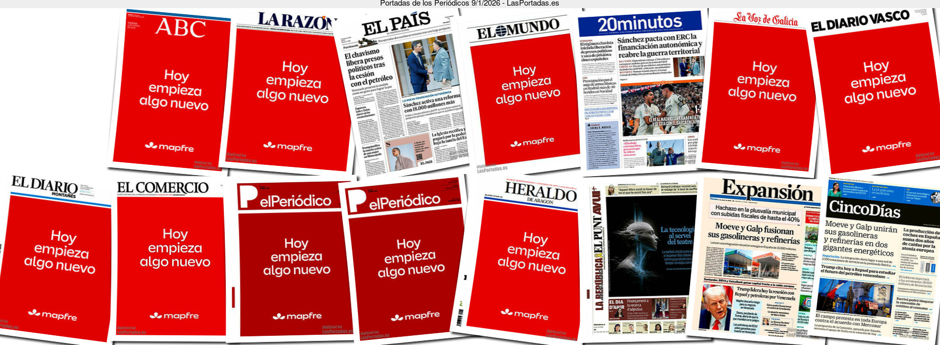 Portadas de los Periódicos - 9/1/2026 - periódicos de España
